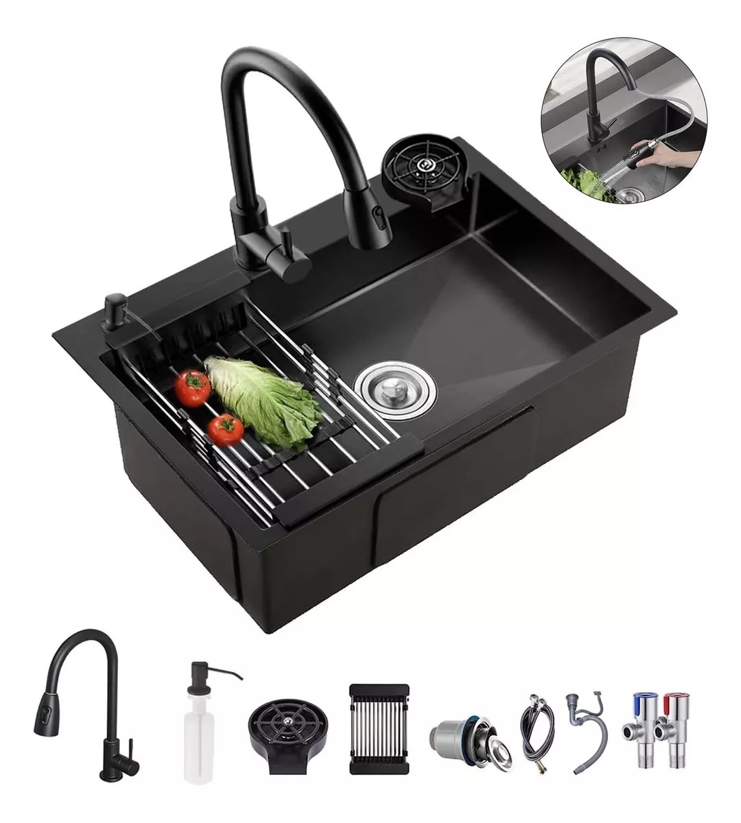 Tarja de acero inoxidable 50 x 45 cm con llave mezcladora